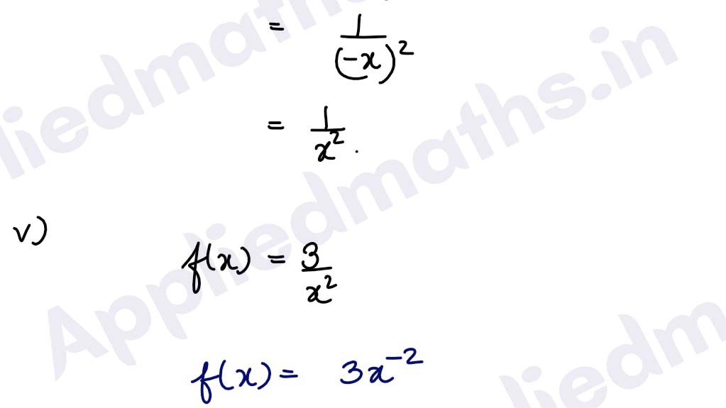 Class 11 CBSE Applied Maths Differentiation Exercise 11.1
