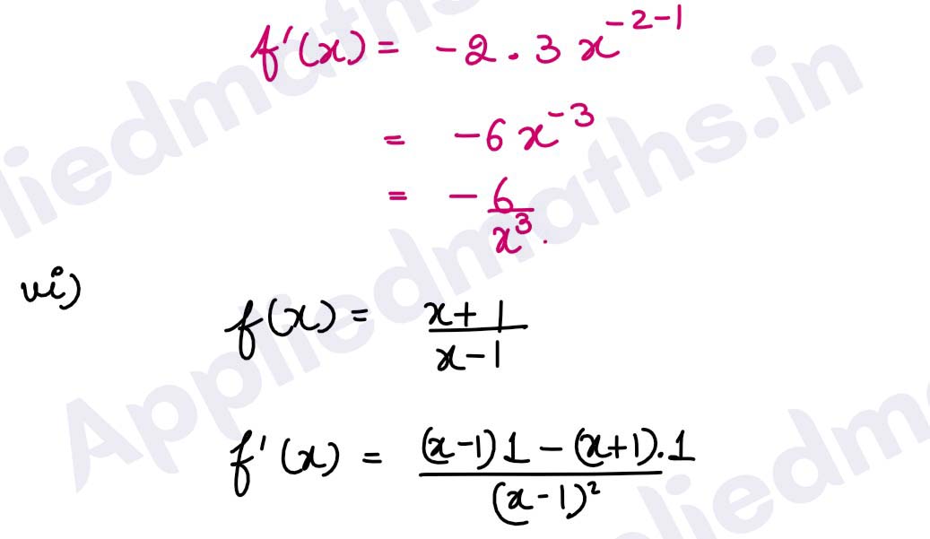 Class 11 CBSE Applied Maths Differentiation Exercise 11.1