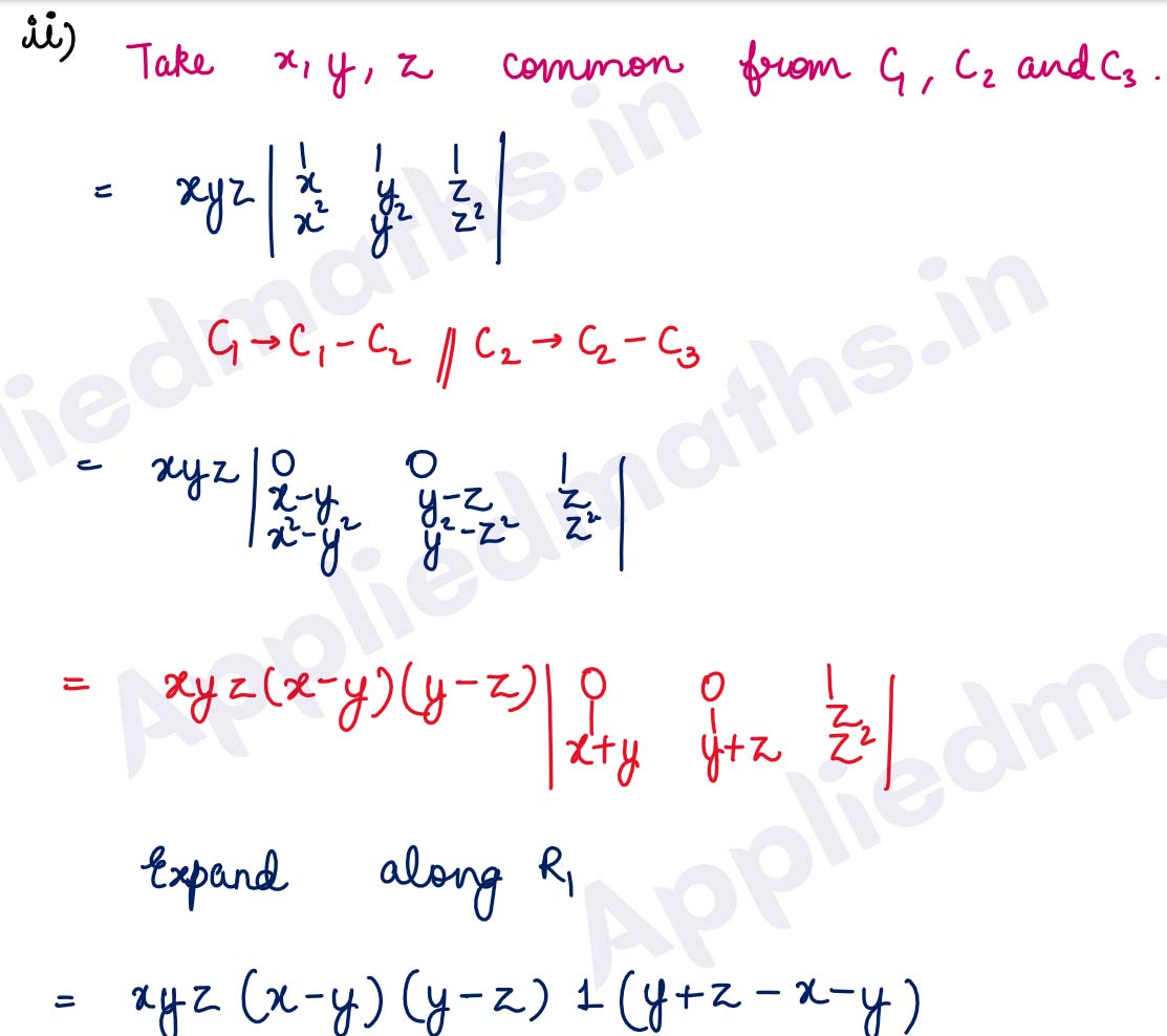 Class 12 CBSE Applied Maths Determinants Exercise 4.2